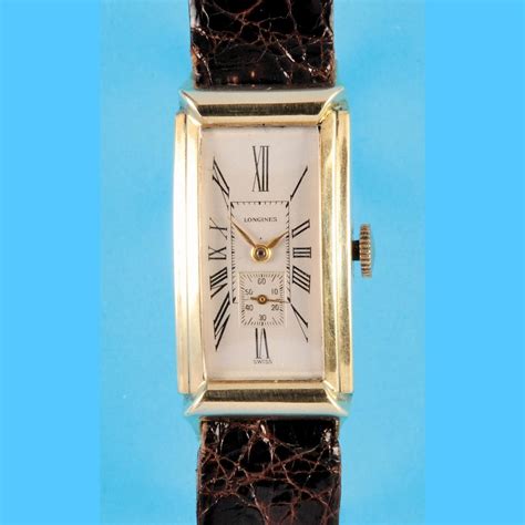 At Auction Longines Rectangular Gold Wristwatch With Small Seconds
