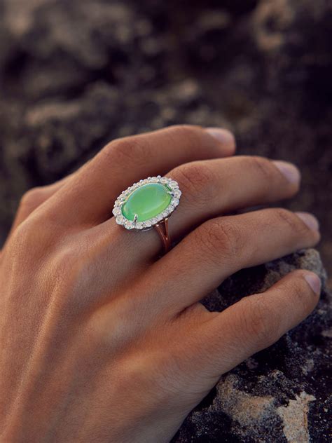 Liliana Australian Chrysoprase And Diamond Ring In 18ct Rose And White Gold Yerilla® Fine