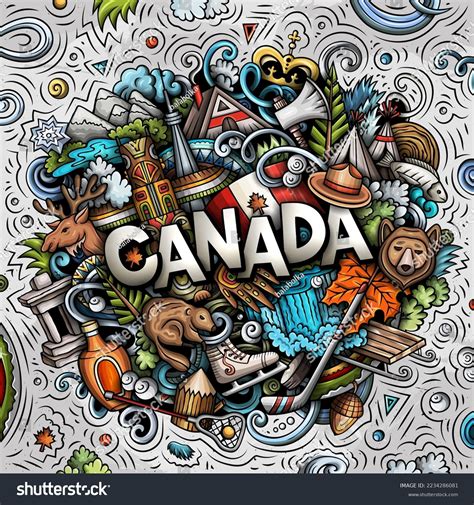 Canada Cartoon Doodle Illustration Funny Design Stock Vector Royalty