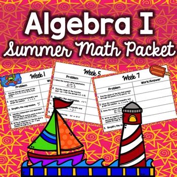 Summer Math Packet Algebra I No Prep By Middle School Math Lover