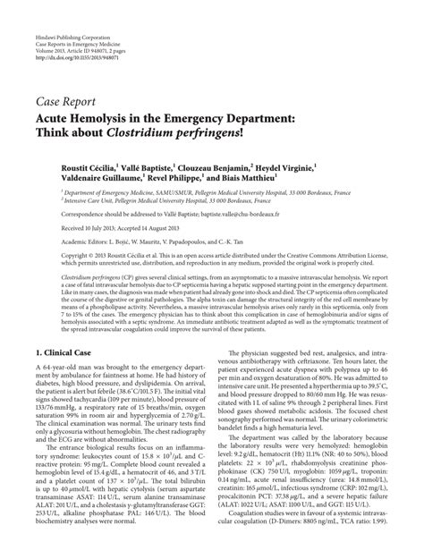 Pdf Acute Hemolysis In The Emergency Department Think About