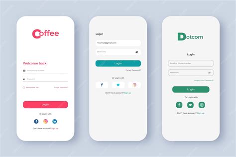 Premium Vector Set Of Ui Ux And Gui Login Screens Screen For