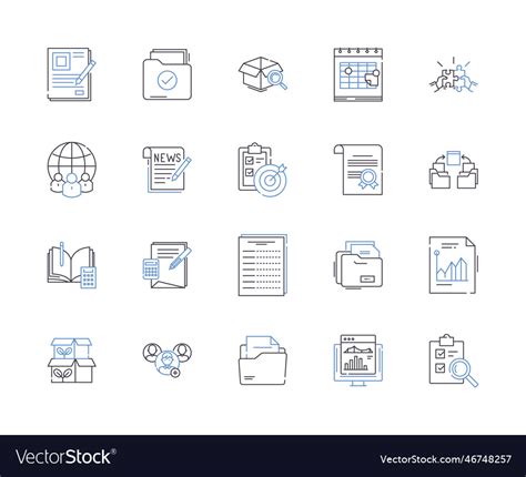 Office Documentation Outline Icons Collection Vector Image