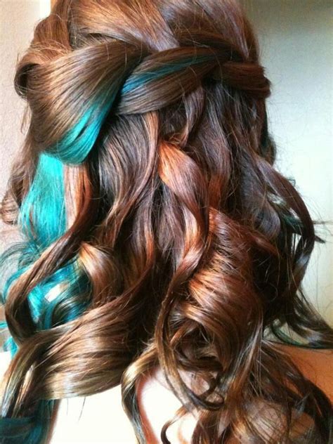 Hair Streaks Teal Hair Hair Color Blue