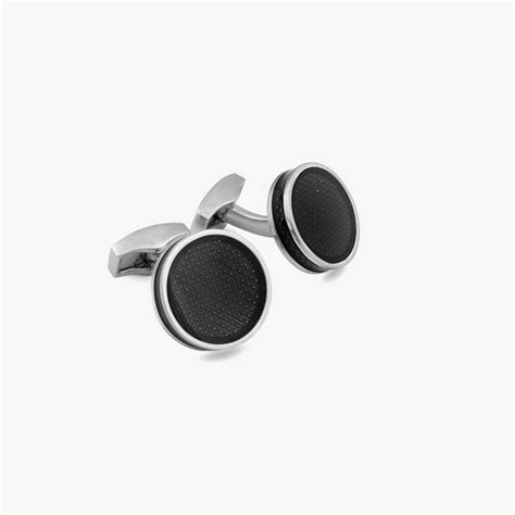 Palladium Plated Tablet Ice Cufflinks With Black Enamel Tateossian London
