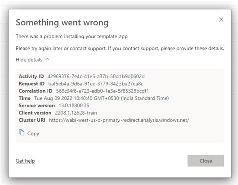 Error While Installing Power Bi Template App You Microsoft