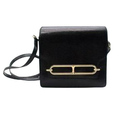 Hermes Black Lizard Mini Roulis 18 Bag For Sale At 1stdibs