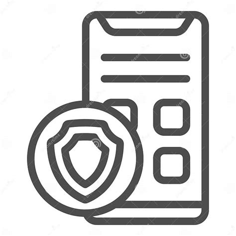 smartphone with shield line icon data protection concept vector
