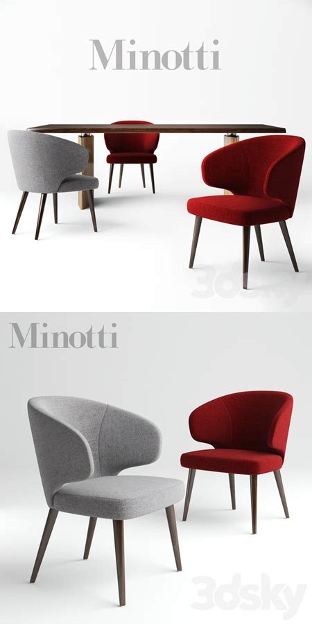 Minotti Chair Aston Table Morgan Down3dmodels