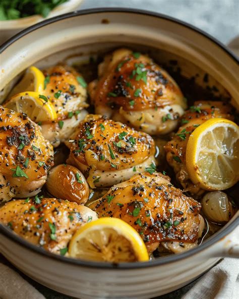 Slow Cooker Lemon Garlic Chicken