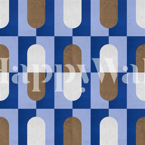 Geometric Blue And Brown Wallpaper