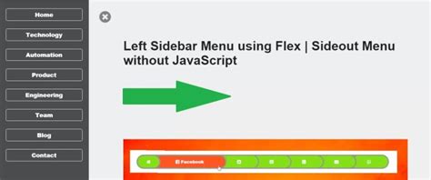 Left Sidebar Menu Using Flex Side Out Navigation Menu Without Js