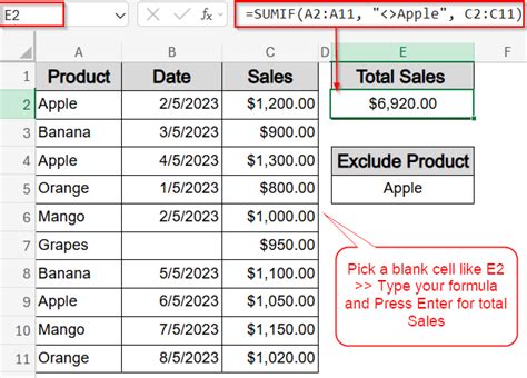 How To Use Sumif With Not Equal To Condition In Excel Excel Insider