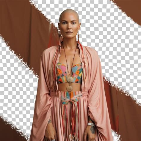 Premium Psd Aboriginal Australian Producer Stylish Bald Woman Poses
