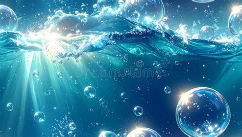 Underwater Scene With Sun Rays And Bubbles Stock Illustration