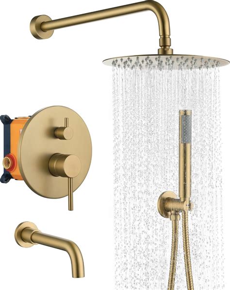 Mondawe Round Shower Faucet Set With Tub Spout Wall Mounted Shower