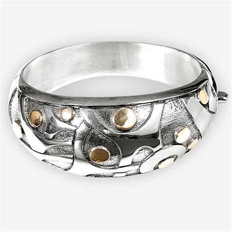 Abstract Silver Bangle With 14k Gold Zanfeld