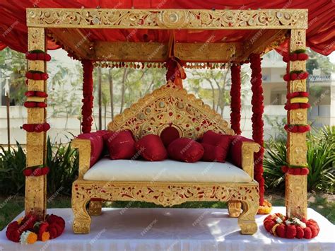 Traditional Indian Wedding Palanquin Decorations Premium Ai Generated Image