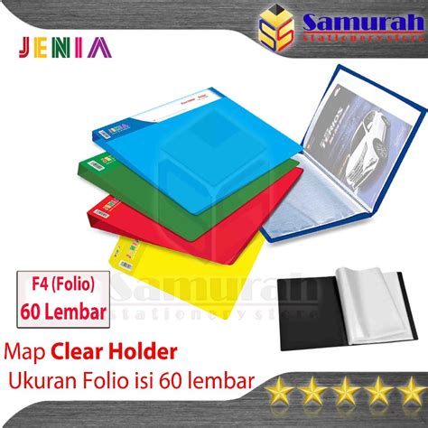 Merah Hijau Hitam Map Clear Holder 60 Pocket Plain Folio Jenia Plastic Album Contains 60