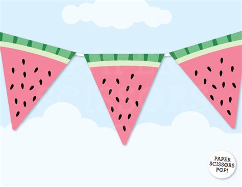 Watermelon Banner Tropical Fruit Decor Tropical Party Birthday