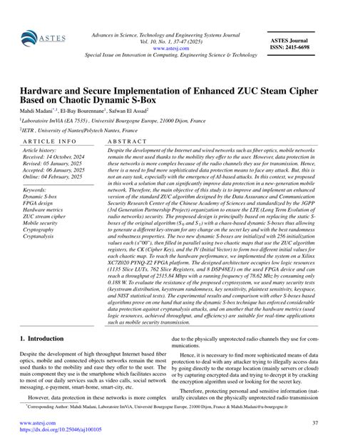 Pdf Hardware And Secure Implementation Of Enhanced Zuc Steam Cipher