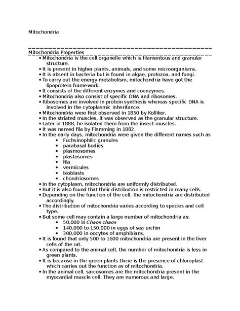 Mitochondria Notes Mitochondria Mitochondria Properties Mitochondria Is The Cell Organelle