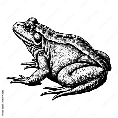 Detailed Cane Toad Black And White Outline Line Art Drawing With