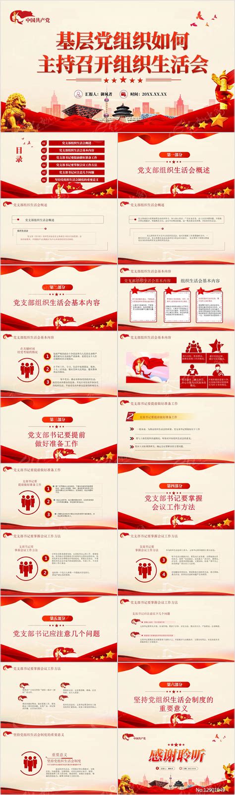 基层党组织党委党支部组织生活会党课ppt下载红动中国