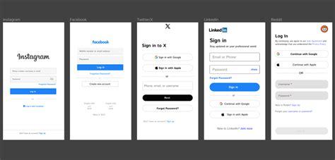 Social Media Login Interfaces Ui Design Figma