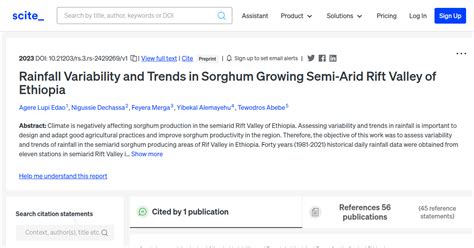 Rainfall Variability And Trends In Sorghum Growing Semi Arid Rift