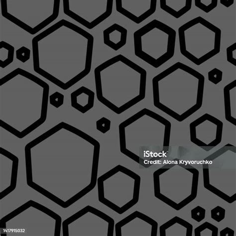 Vector The Texture Of The Contour Hexagon Monochrome Black And White