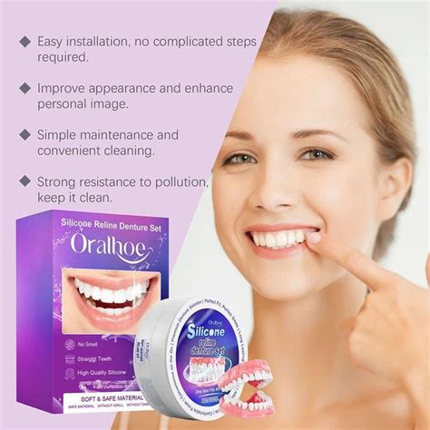 Silicone Denture Set Fit Temporary Orthodontic Teeth Dentures Fake Tooth Oral Eur 6 12