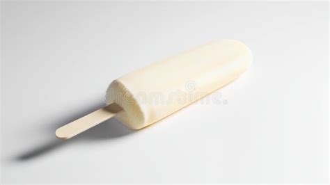 A Single Popsicle Sitting On A White Surface With A Shadow Underneath Stock Image Image Of
