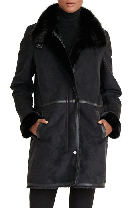 Lauren Ralph Lauren Faux Shearling Coat Nordstrom Faux Shearling Coat Faux Fur Collar Coat