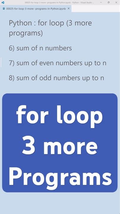 For Loop 3 More Practice Programs In Python Telugu Shorts Python