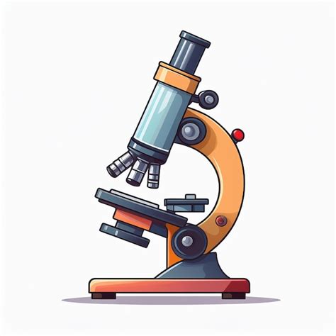 A Drawing Of A Microscope With A Red Band Around The Bottom Premium