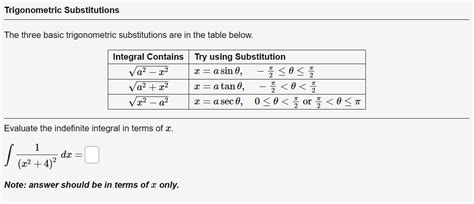 Solved The Three Basic Trigonometric Substitutions Are In