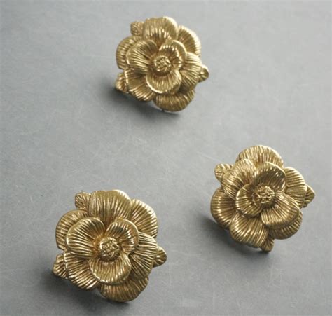 Flower Solid Brass Dresser Handle Pull Knob Pull Handle Kitchen