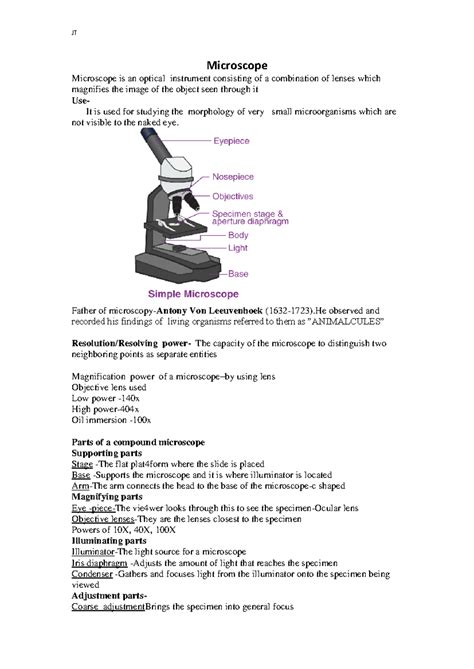 Microscopy Notes Microscope Microscope Is An Optical Instrument