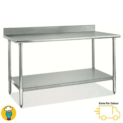 Mesa En Acero Inoxidable Con Lambrín 100cms King Mtl 100