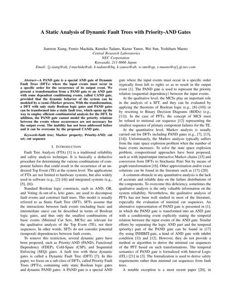 Pdf A Static Analysis Of Dynamic Fault Trees With Priority And