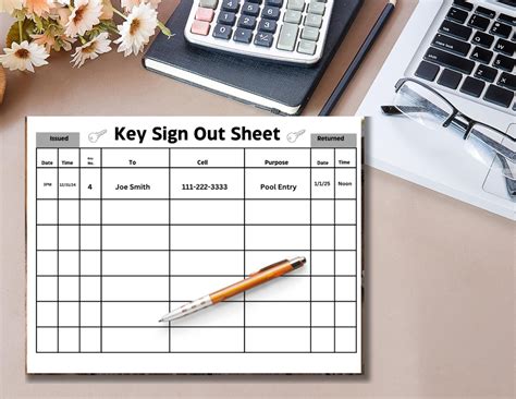Printable Key Sign Out Sheetkey Log Templatekey Sign Out Sheet