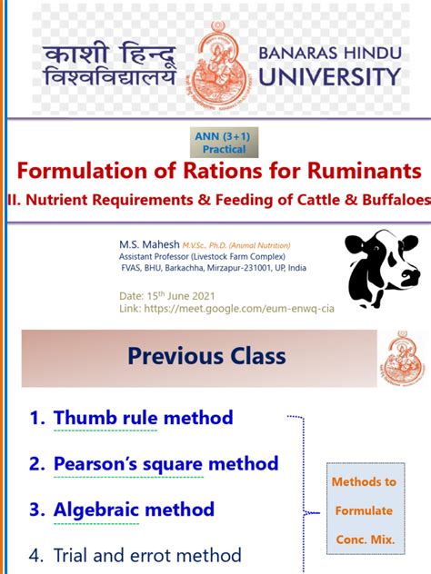 Ration Formulation Ii 15062021 Pdf Nutrition Diet And Nutrition