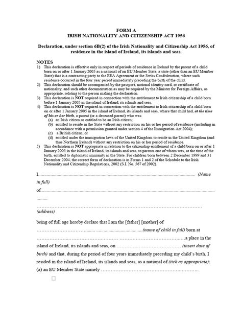 Declaration Form A Pdf Notary Public Government And Personhood