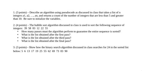 solved 1 3 points describe an algorithm using