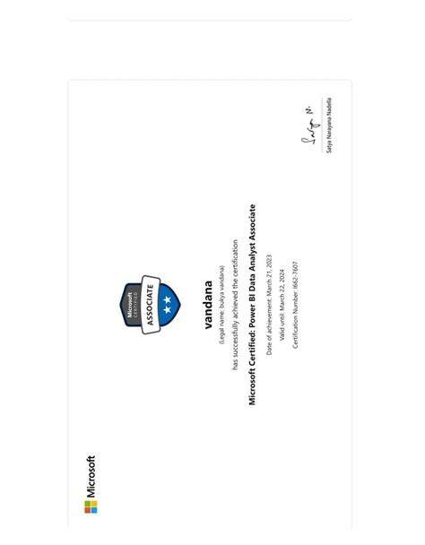 Here My Microsoft Power Bi Certificate Bukya Vandana