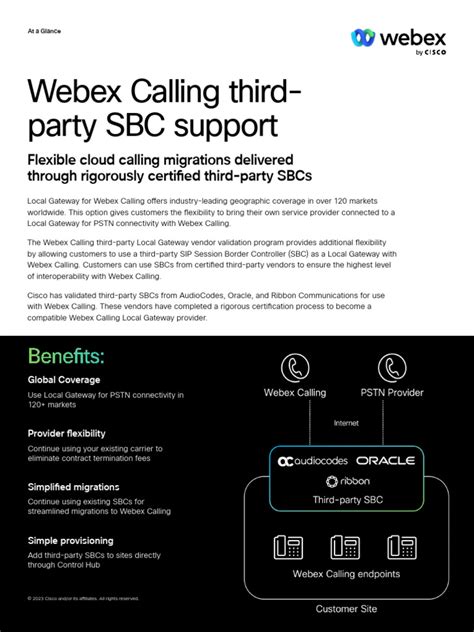 Webex Calling Third Party Sbc Support Cm 5753 Pdf Network Protocols Online Services