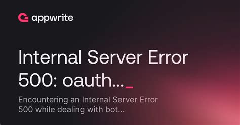 Internal Server Error 500 Oauth Session And Emailpassword Session