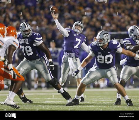 Kansas State Quarterback Collin Klein 7 Makes A Throw Against