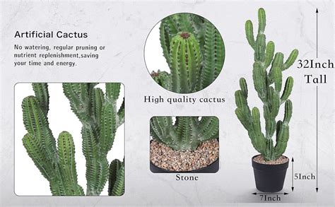 Yuwinron Artificial Cactus Plant 32 Inch Faux Desert Cacti
